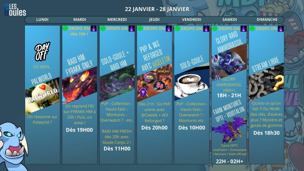 Planning de stream - Les Goules